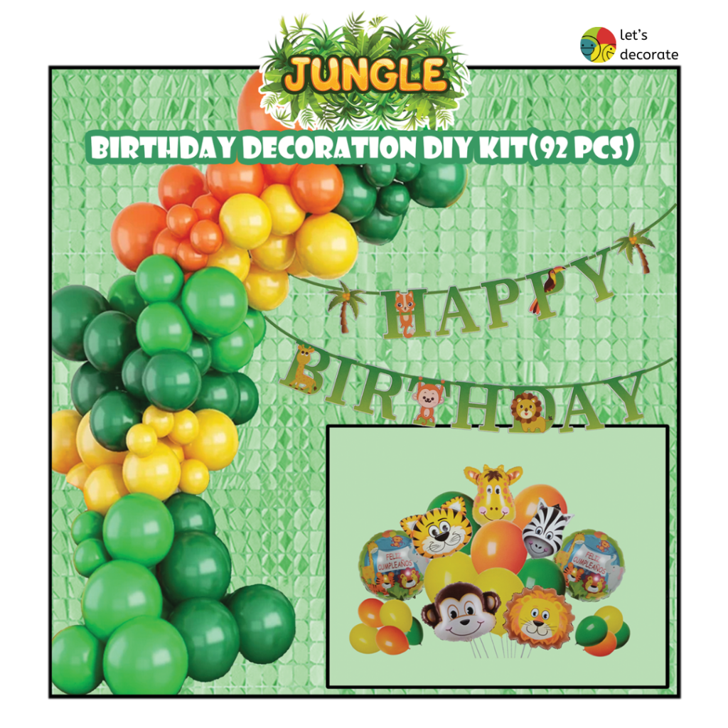 Jungle Birthday DIY Decoration Kit (92 pcs) - Let's Decorate